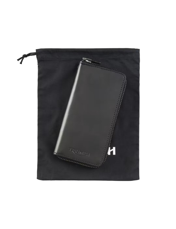 Triumph Long Zip Black Leather Wallet MACA25004