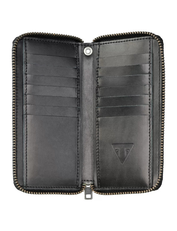Triumph Long Zip Black Leather Wallet MACA25004
