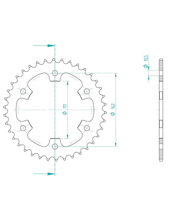 Corona de Acero P525 - Z38 para Royal Enfield Conti GT / Interceptor ...